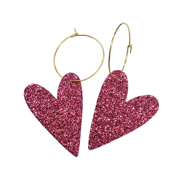 Pink glitter heart hoops – Trend Tonic